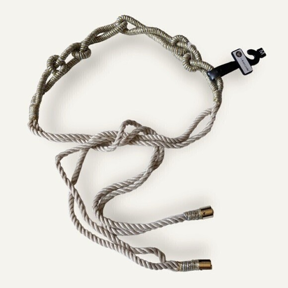 Linea Pelle | Accessories | Linea Pelle Rope Tie Belt Gold Silver Tone ...
